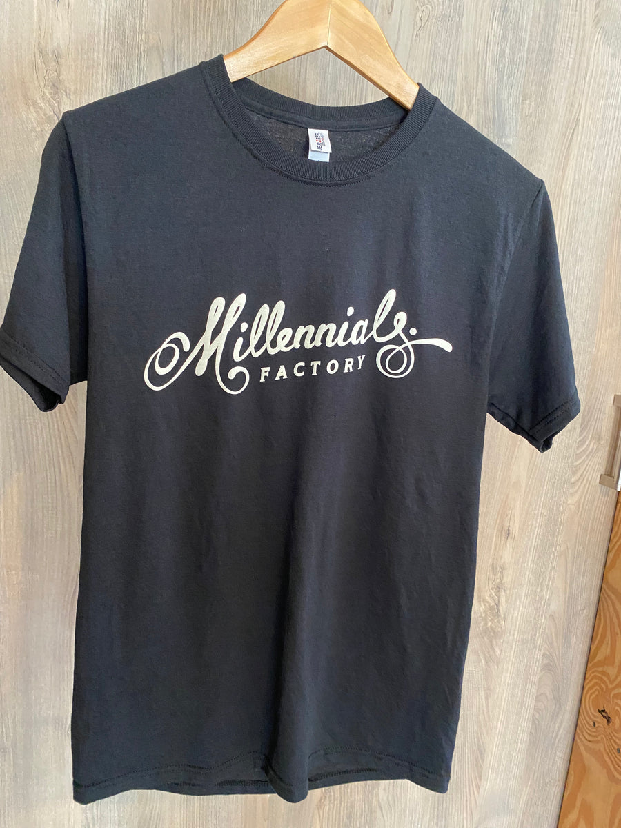 Millennials Factory Logo Black T-shirt – Millennials Coffee Store